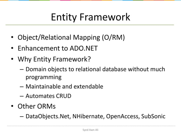 Entity framework code first | PPTX