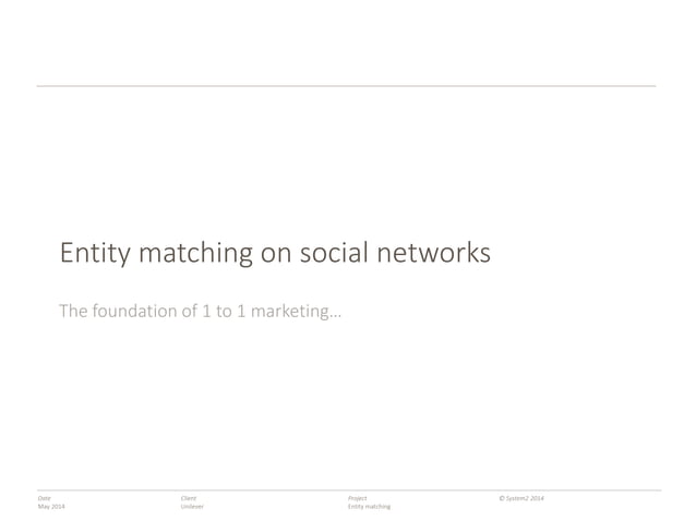 Entity matching across social networks - the foundation of 1 to 1 marketing | PPT