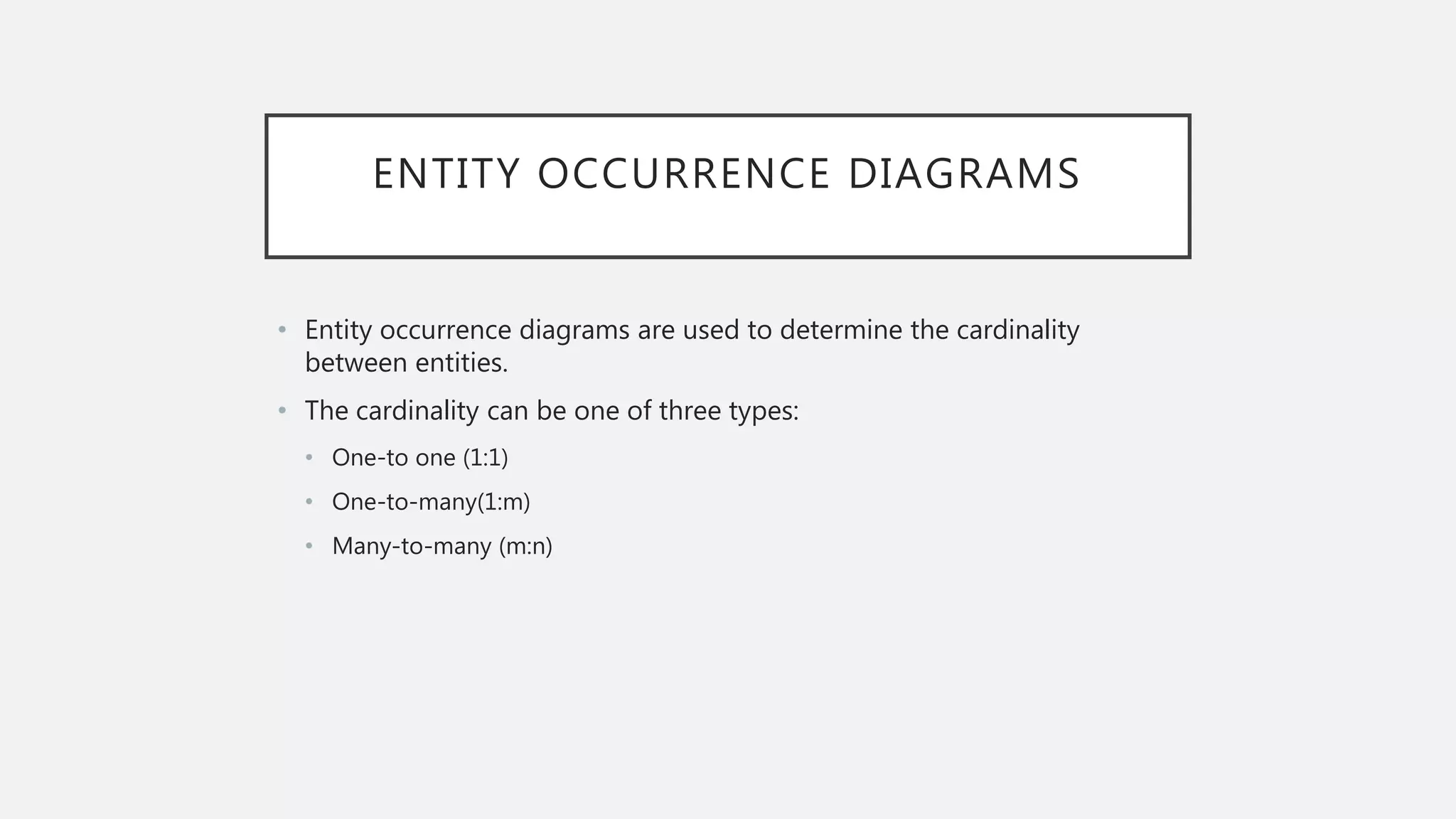 Entity Occurrence Diagrams Ppt