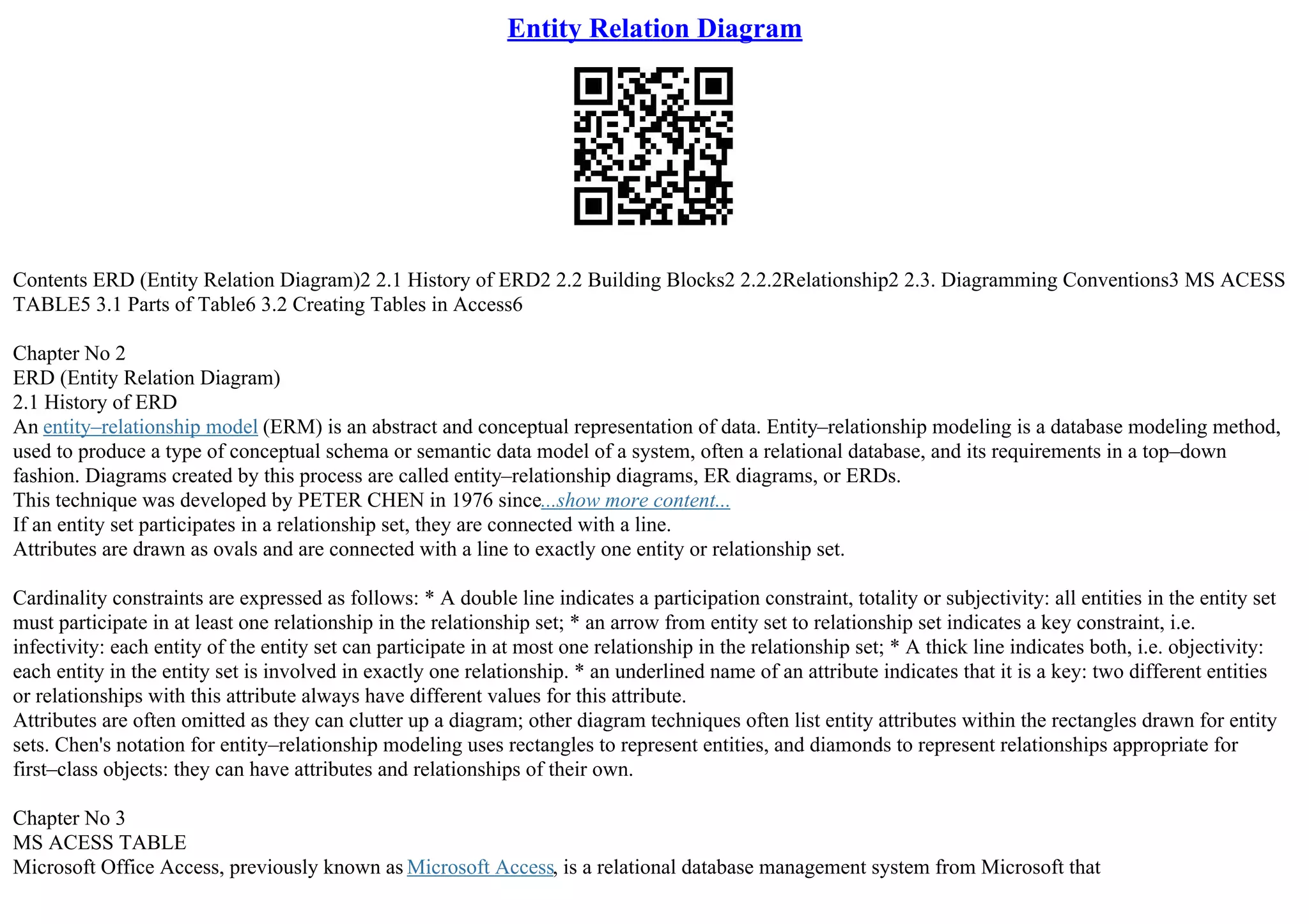 Entity Relation Diagram | PDF