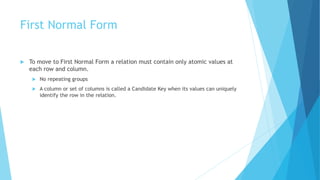 Entity relationship diagram - Concept on normalization | PPTX