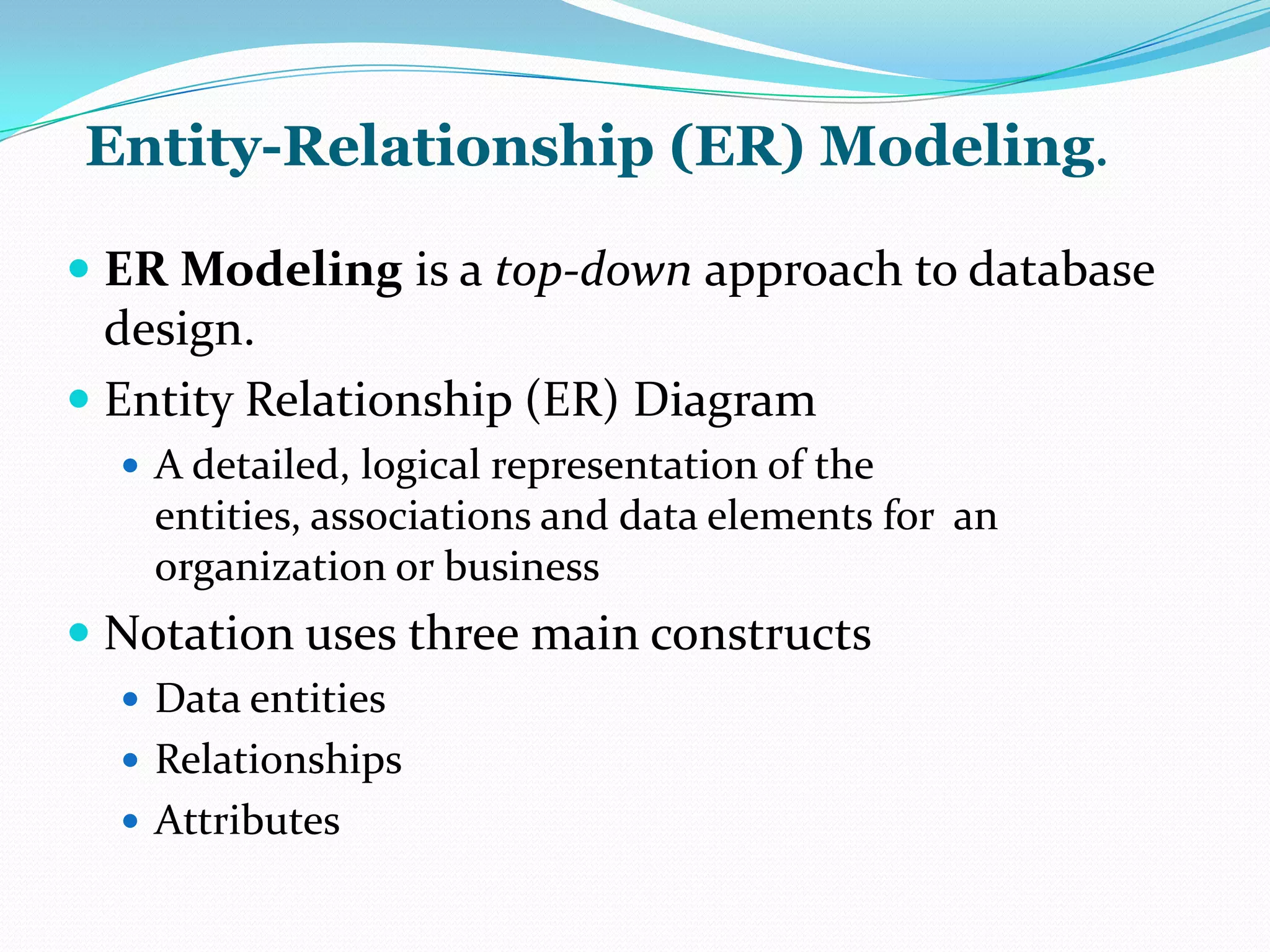 Entity relationship modeling | PPTX