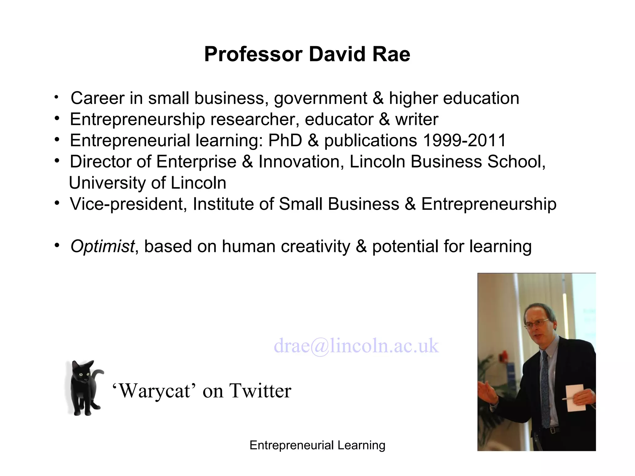 Entrepreneurial Learning - David Rae | PPT