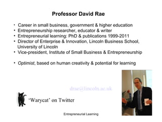 Entrepreneurial Learning - David Rae | PPT