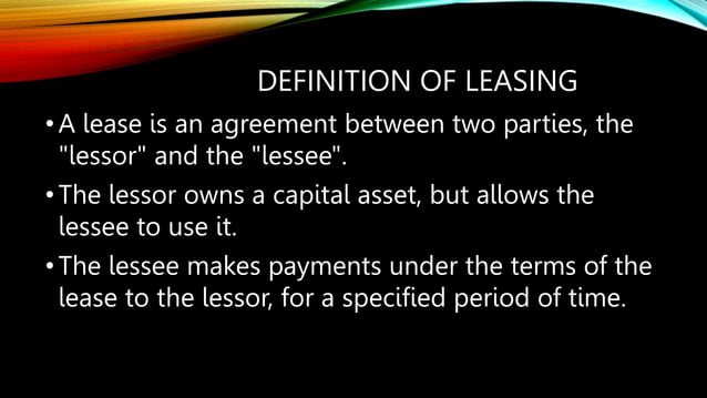 ENT LEASING business definition of leasing | PPT