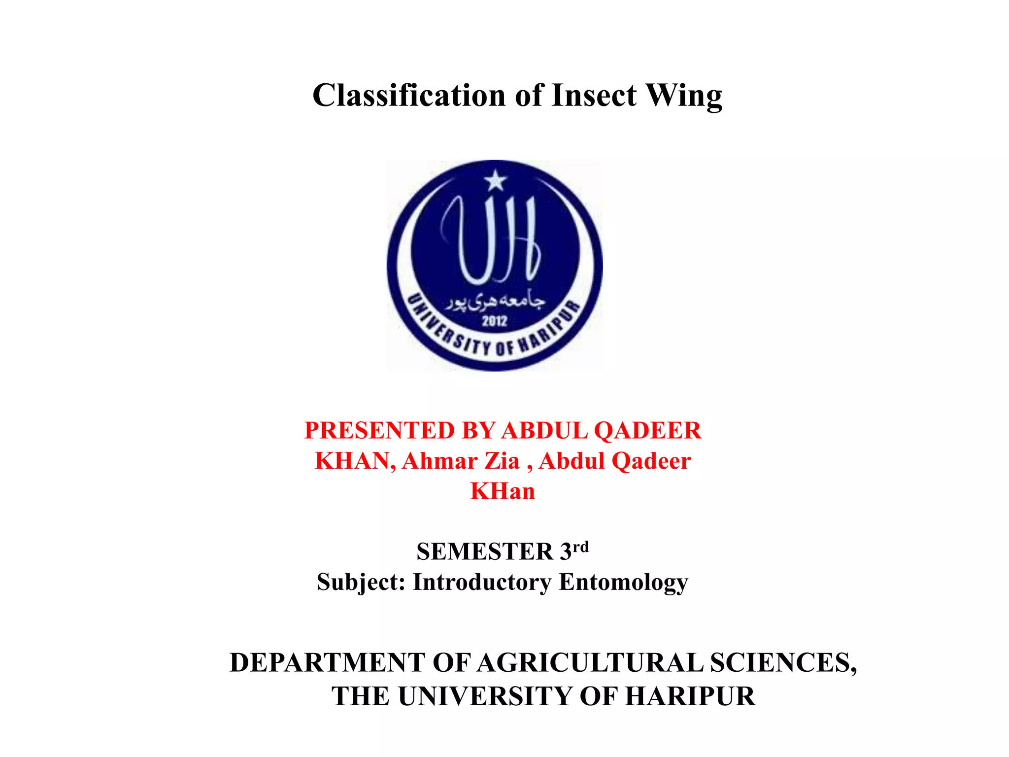 Classification insect wing | PPT