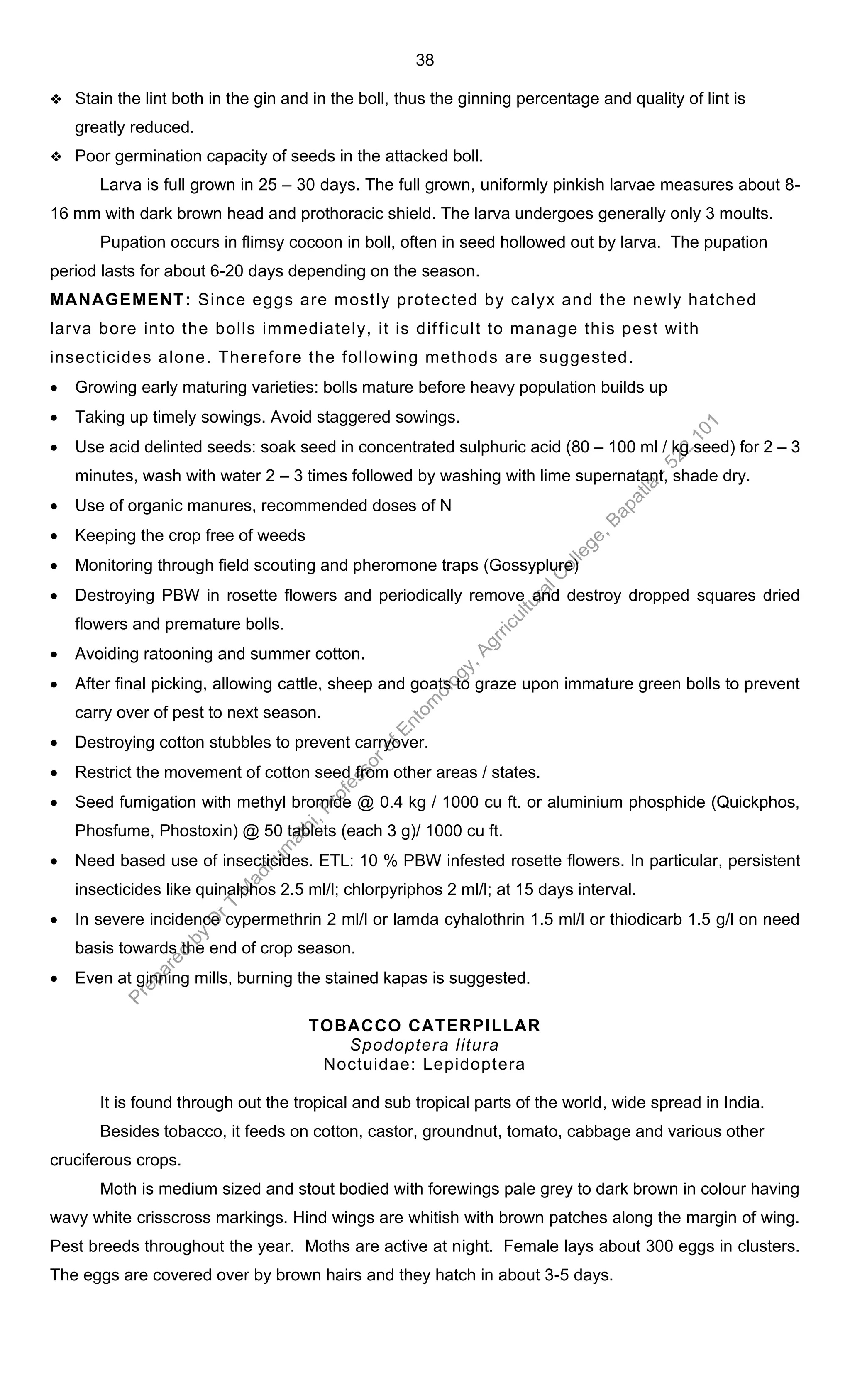 ENTO 331, Pests of Field Crops, Stroed Grains and their Management 12. ...