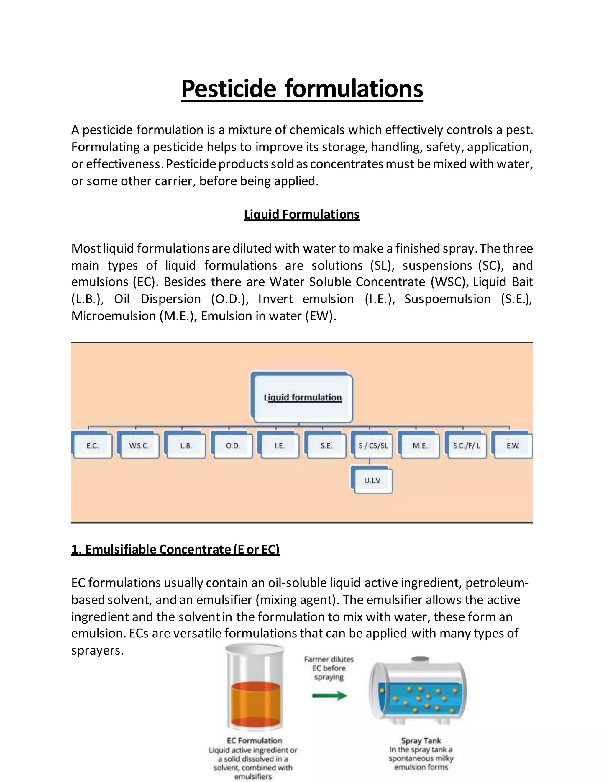 Pesticide formulations Entomology | DOCX