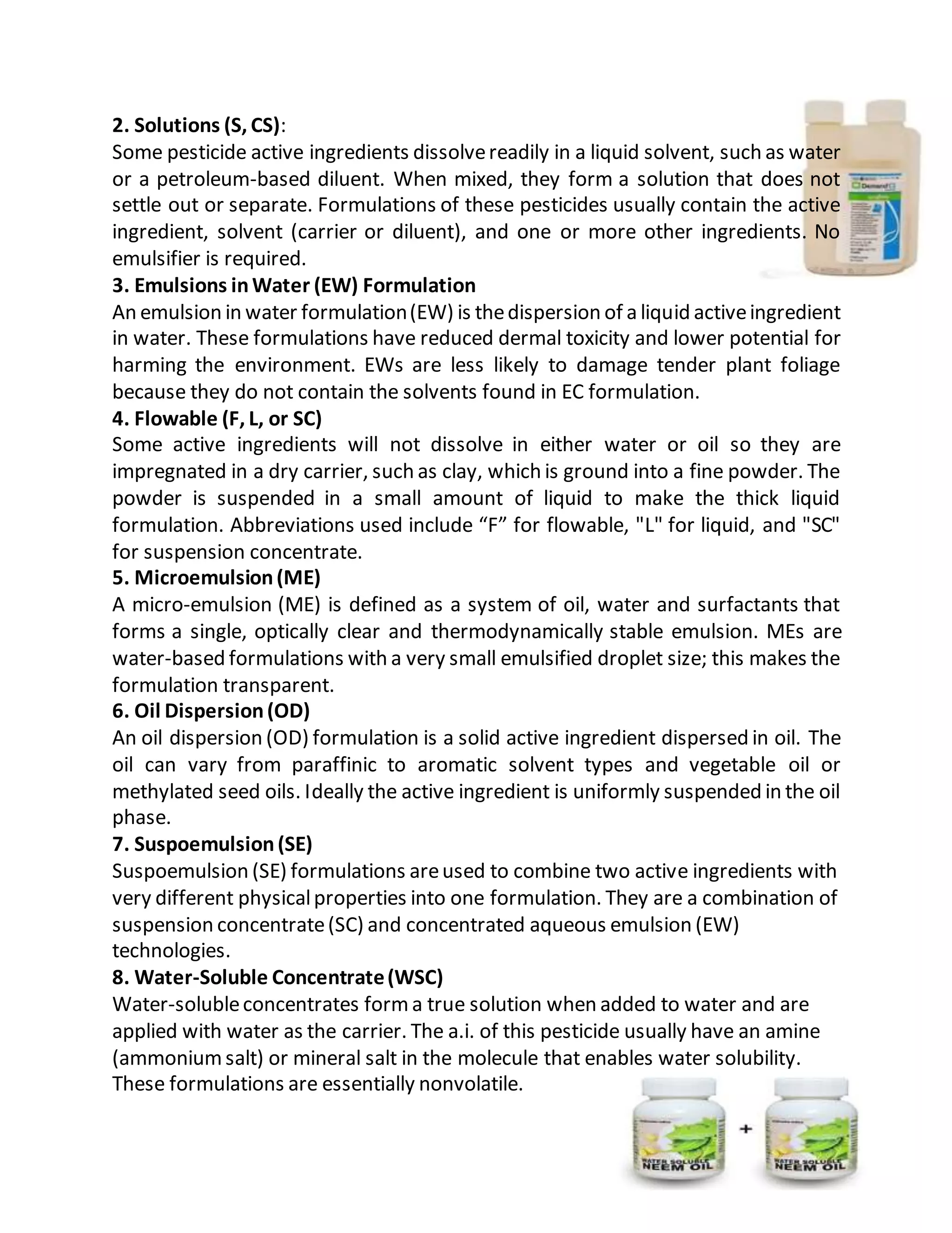Pesticide formulations Entomology | DOCX