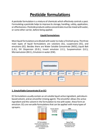 Pesticide formulations Entomology | DOCX