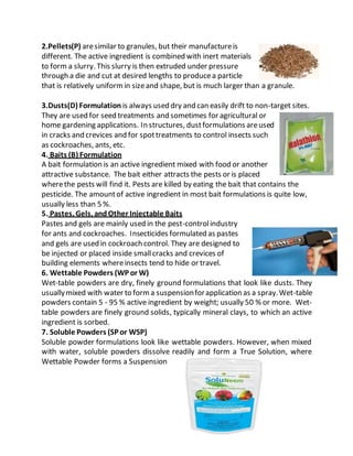 Pesticide formulations Entomology | DOCX