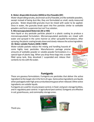 Pesticide formulations Entomology | DOCX