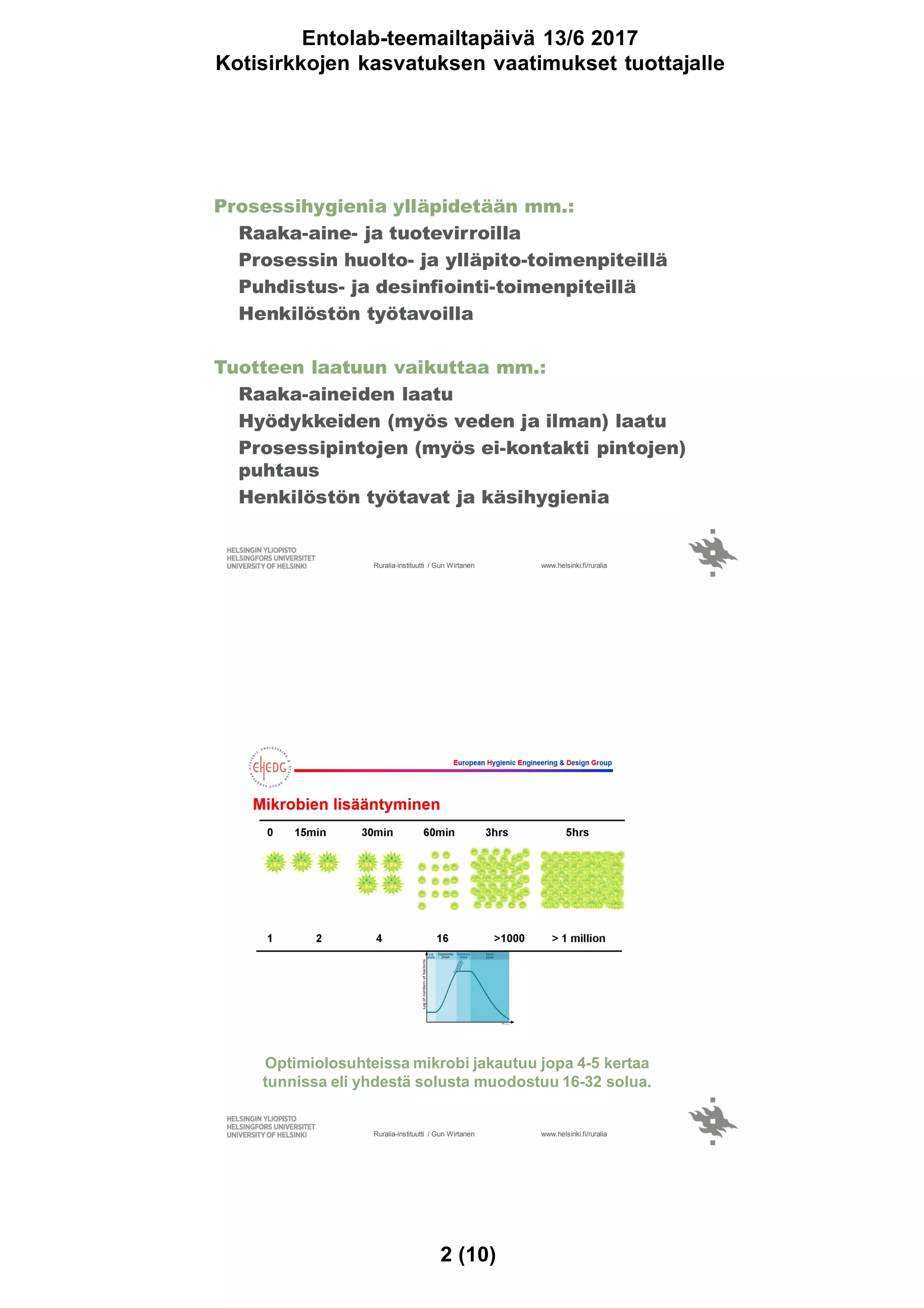Kasvatustilan prosessihygienia - Gun Wirtanen, Ruralia-instituutti | PDF
