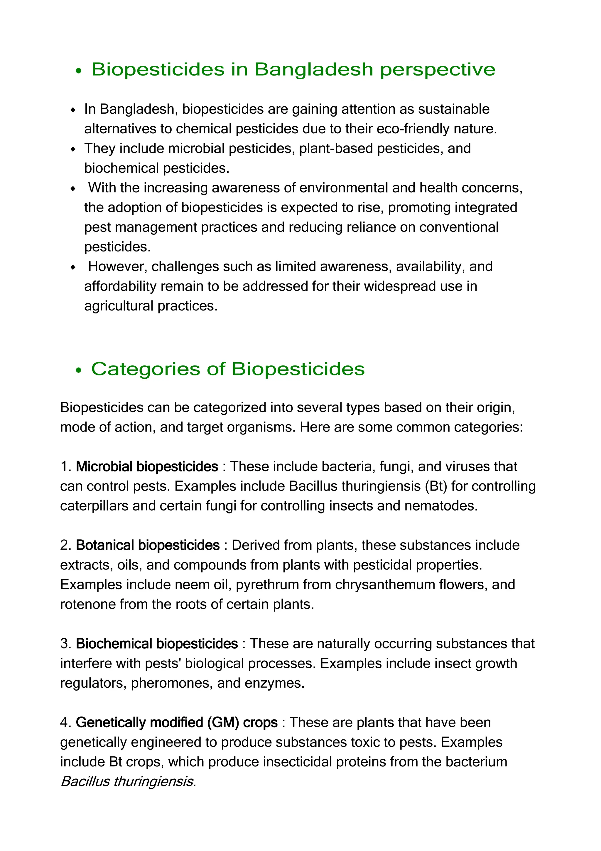 Biopesticides for insect control in Agriculture | PDF