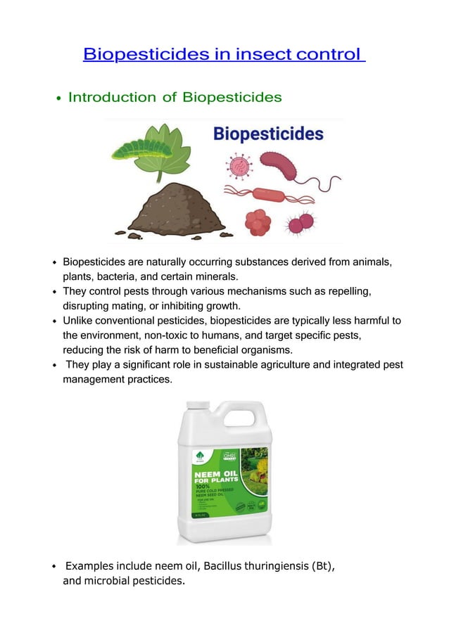 Biopesticides for insect control in Agriculture | PDF