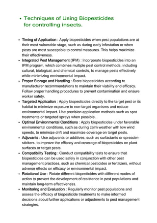 Biopesticides for insect control in Agriculture | PDF