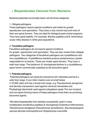 Biopesticides for insect control in Agriculture | PDF