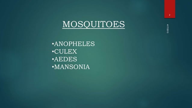 ENTOMOLOGY mosquito.pptx Mosquitos of Medical importance Prevention and ...