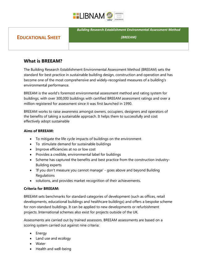 educational sheet breeam | PDF