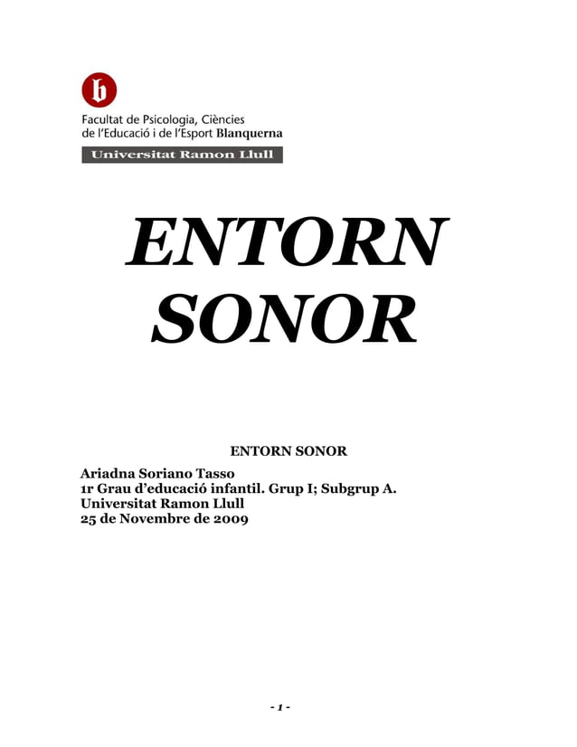 Entorn Sonor | PDF