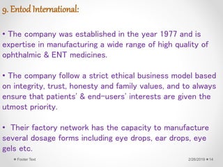 Ent pcd pharma companies in india ppt | PPTX