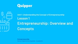 Entrepreneurship Subject - Unit1_Lesson1_Final | PPTX