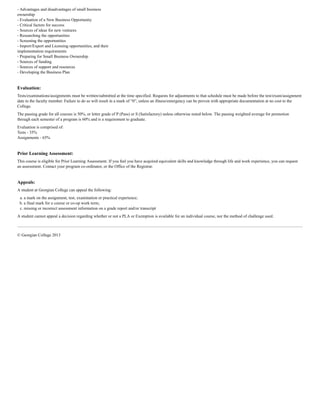 intro to entrepreneurship course outline georgian college | PDF
