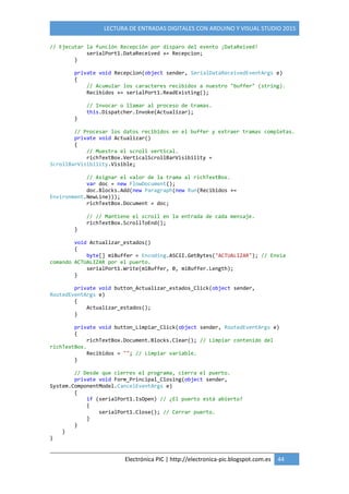 Entrada digital con arduino y visual studio 2015 | PDF