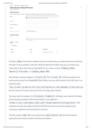 Entra ID External Authentication Method With OpenOTP | PDF