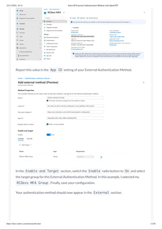 Entra ID External Authentication Method With OpenOTP | PDF
