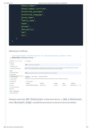 Entra ID External Authentication Method With OpenOTP | PDF