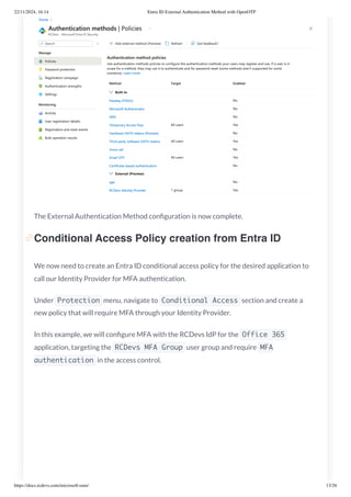 Microsoft Entra ID External Authentication with OpenOTP MFA Integration | PDF