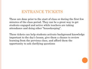 Entrance exit tickets | PPT