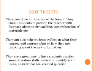 Entrance exit tickets | PPT