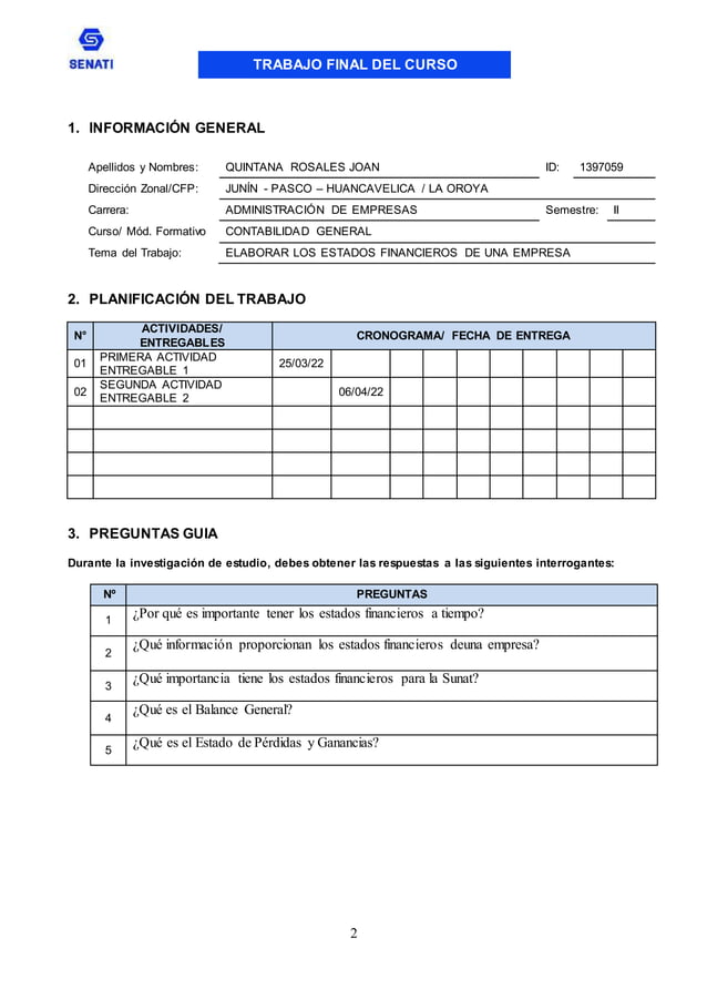 ENTREGABLE 1 - Trabajo de contabilidad SENATI | PDF