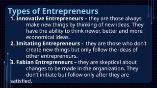 Entrepreneurship Subject in Senior-1.pptx | Startups | Business