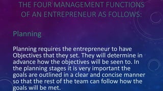 Managerial Functions of An Entrepreneur | PPTX