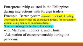 ENTREPRENEURSHIP LESSON 1 - ENTREPRENEURSHIP CONCEPT AND DEVELOPMENT | PDF