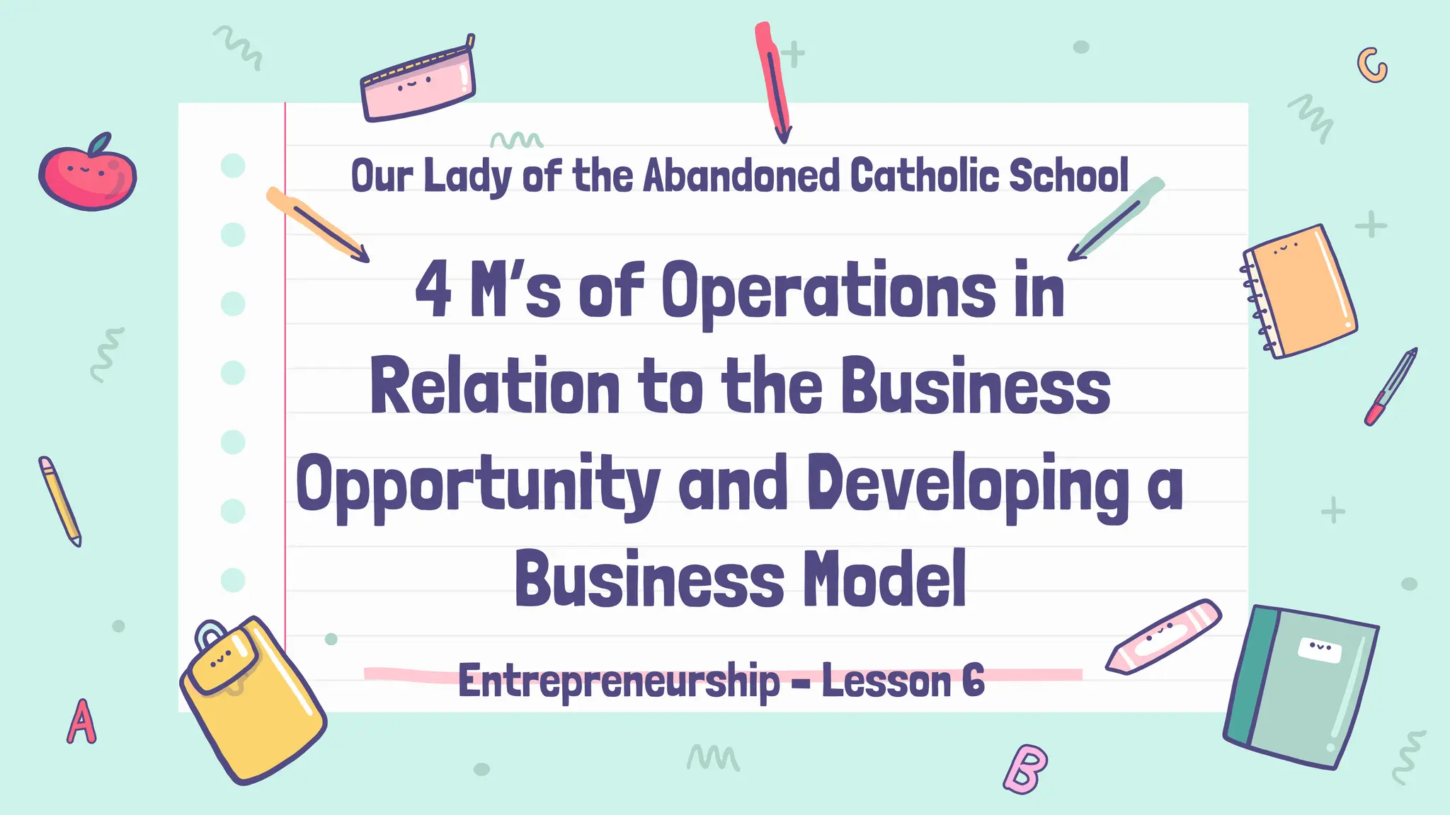 Entrepreneurship - Lesson 6 - 4M's of Operation in Business Opportunity ...