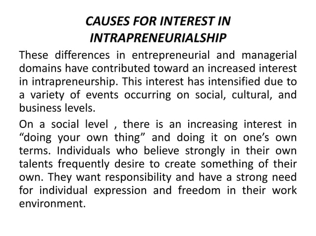 THE ENTREPRENEURIAL AND INTRAPRENEURIAL MIND | PPTX | Startups | Business