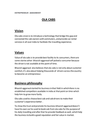 Ola cabs founder bhavish aggarwal | DOCX