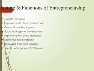 Entrepreneurship: concept ,types ,characteristics ,Nature & functions ...