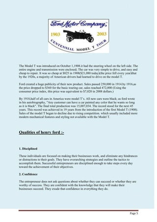 Entrepreneur henry ford | DOCX | Automotive Industry | Industries