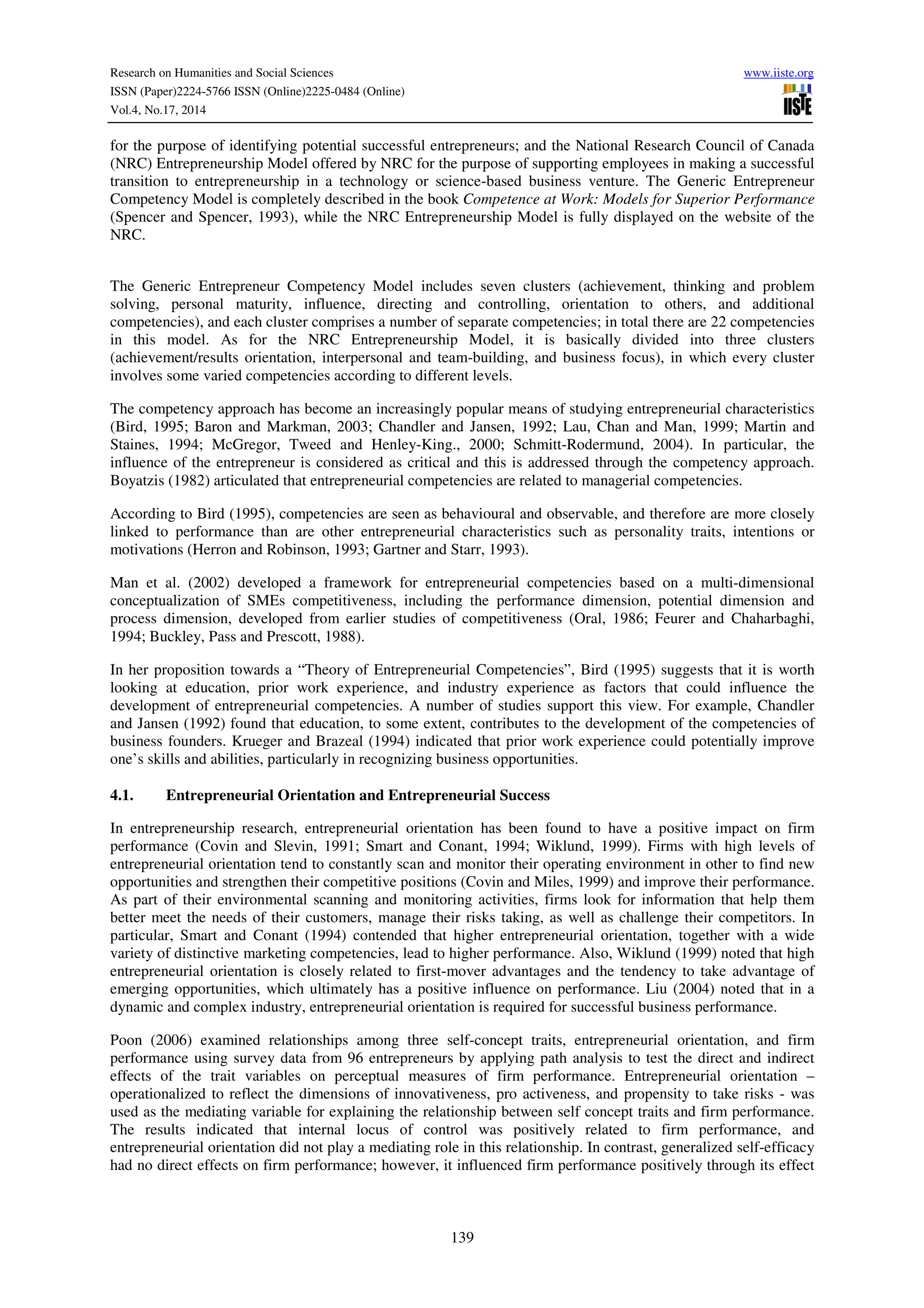 Entrepreneurial capability and entrepreneurial success of small | PDF