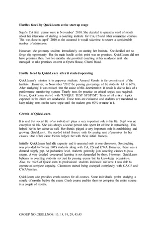 Entrepreneurial Case for CA, CS and CFA | DOCX