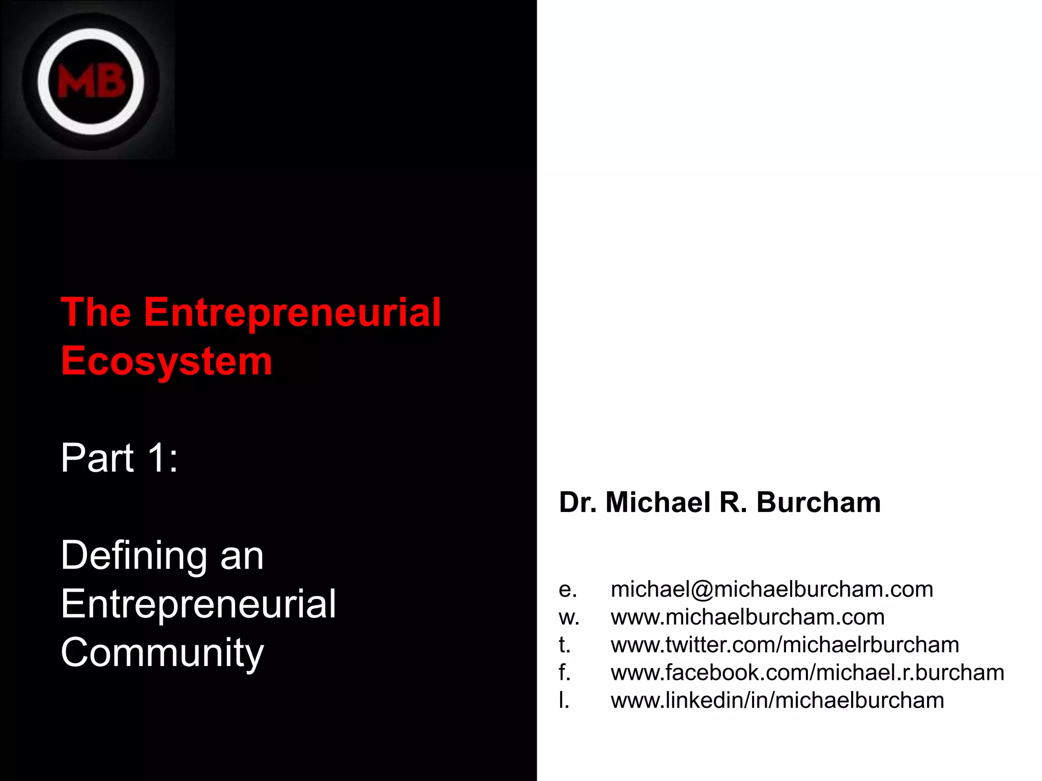 Entrepreneurial ecosystem p1 intro | PPTX