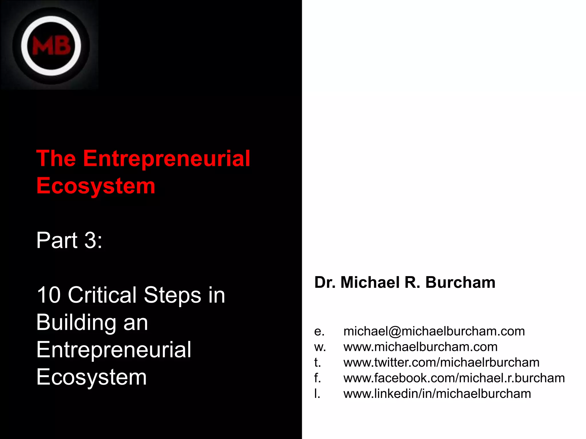 Entrepreneurial ecosystem p3 10 steps | PPTX