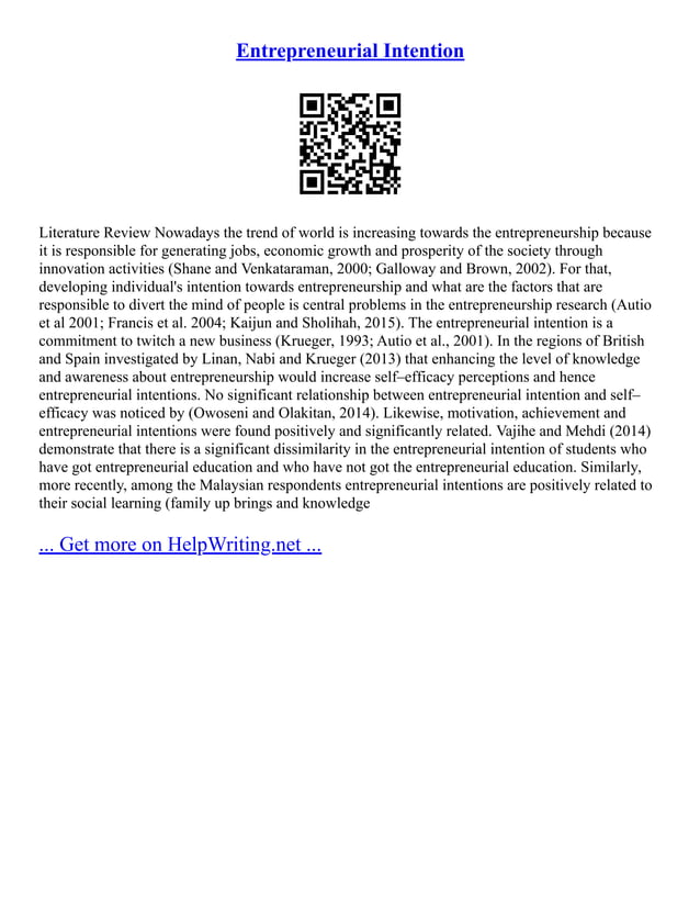 Entrepreneurial Intention | PDF