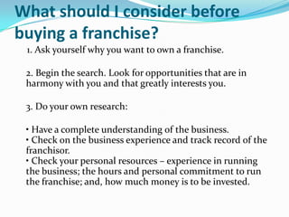 Franchising - Entrepreneurial Management | PPTX