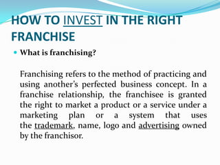 Franchising - Entrepreneurial Management | PPTX